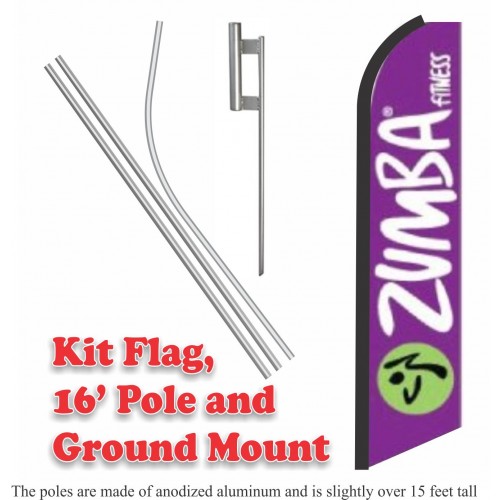 ZUMBA FITNESS Feather Banner Flag Kit (Flag, Pole, & Ground Mt ...