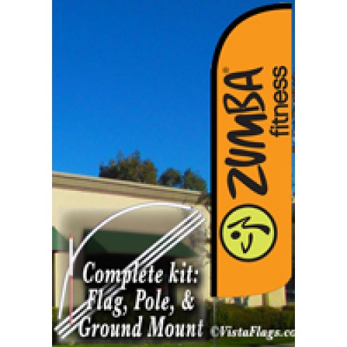 ZUMBA FITNESS Feather Banner Flag Kit (Flag, Pole, & Ground Mt ...