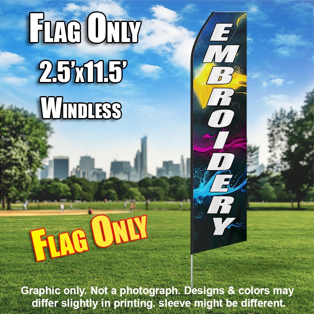 Embroidery (Multicolor) Econo Feather Banner Flag Overnight Grafix