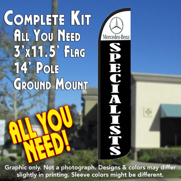 Mercedes Benz Specialists Windless Feather Banner Flag Kit (Flag, Pole ...
